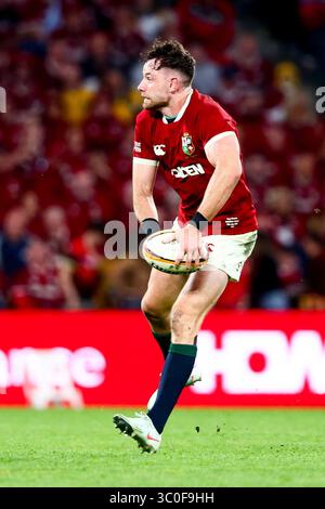 Hugo Keenan of the British & Irish Lions, left, and Australia's Tate ...