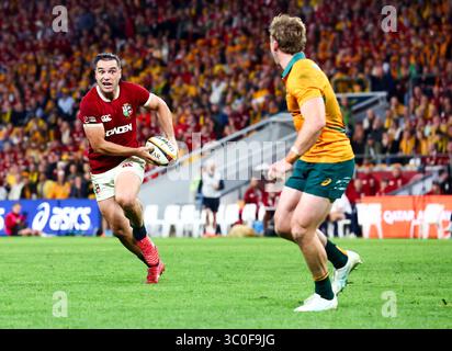 James Lowe of the British & Irish Lions, left, and Australia's Tom ...