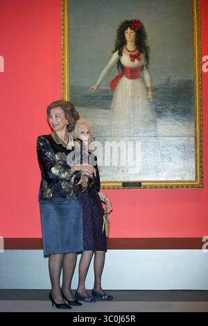 Spanish Queen Sofia and Duchess of Alba attend the Visit the exhibition ...