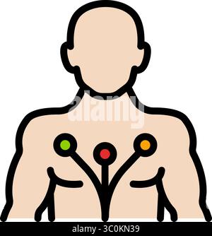 medical ekg machine cardiology pulse line and fill icon vector ...