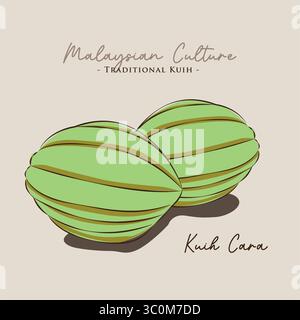 Vector illustration of famous Malaysian traditional dessert kuih Bakar ...