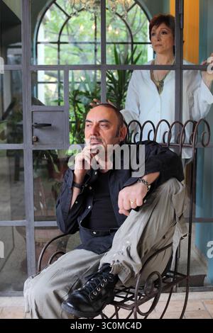 The singer-songwriter Mango, Giuseppe Mango's stage name, with his wife ...