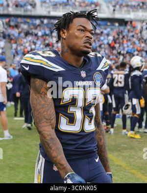 Los Angeles Chargers free safety Derwin James (3) warms up before an ...