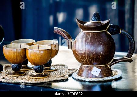 Crafts made of coconut shells. An effort to reduce waste Stock Photo ...