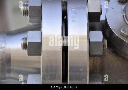 The flanged connection of pipeline Stock Photo - Alamy