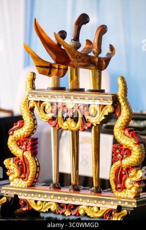 Keris, one of the indonesian traditional weapons. People who make keris ...