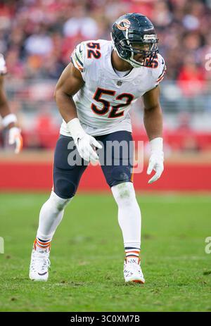 Chicago Bears outside linebacker Khalil Mack (52) react to a play ...