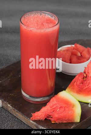 Fresh watermelon juice with ice isolated on white background Stock ...
