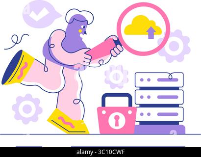 cloud computing with key in shield vector illustration design Stock ...