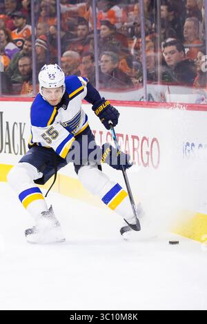 St. Louis Blues defenseman Colton Parayko (55), right, defends against ...