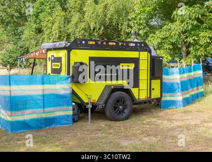 Penpod camping trailer at campsite, Shottisham, Suffolk, England, UK ...
