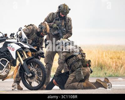 Belgian police anti-terror unit during tactical training. Officers in ...