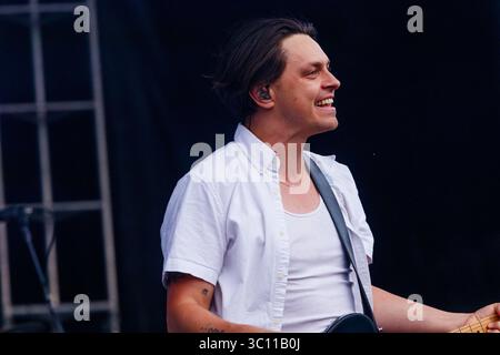 Edmonton, Canada. 21st July, 2025. July Talk's Peter Dreimanis (L) and ...