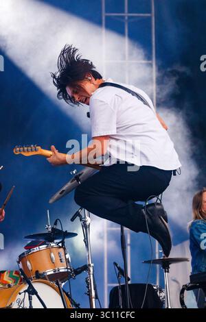 Edmonton, Canada. 21st July, 2025. July Talk's Peter Dreimanis performs ...