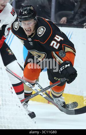 Anaheim Ducks' Carter Rowney, right, celebrates after scoring against ...