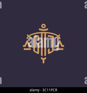 GJ initial monogram logo with scale and pillar style design ideas Stock ...