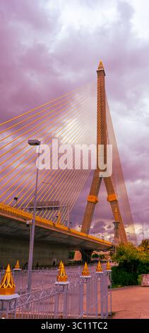 Rama VIII Bridge, Suspension bridge in Bangkok, Thailand Stock Photo ...