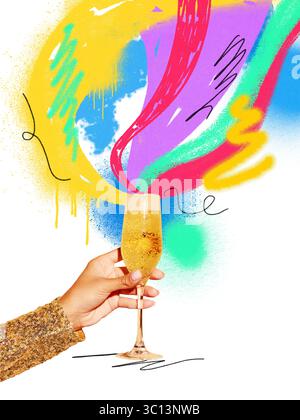 Celebration, drink and branding concept - Champagne bottle and gift box ...