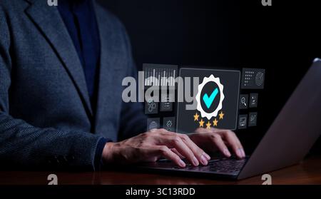 Quality Assurance, Standard Warranty ISO, businessman working with ...