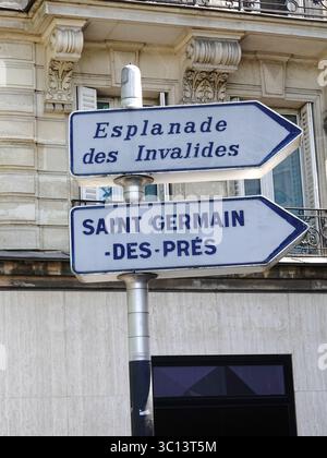Street signs, directional signs, located in the 7th arrondissement ...