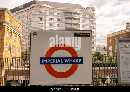 LONDON- JULY 16, 2025: Imperial Wharf Station in Chelsea Harbour area ...