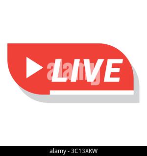Live streaming banner label, online broadcasting badge. Vector ...