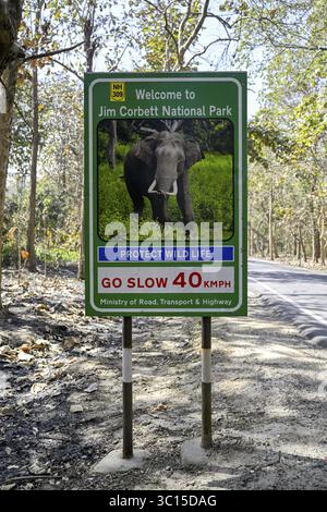 Sign Welcome to Jim Corbett National Park, Corbett National Park, near ...