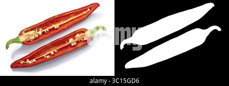 Hatch Sandia chile pepper, ripe red, top view (Capsicum annuum). Numex ...