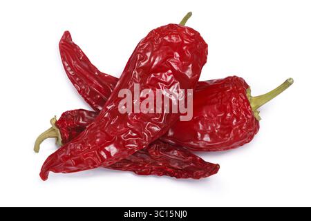 Dried Hot Wax or Paprika peppers, whole. Clipping paths, shadow ...