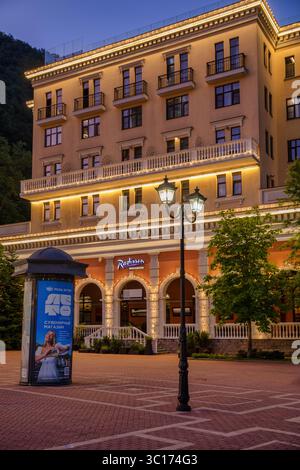 Radisson hotel in the Rosa Khutor Alpine Resort. Krasnaya Polyana Stock ...