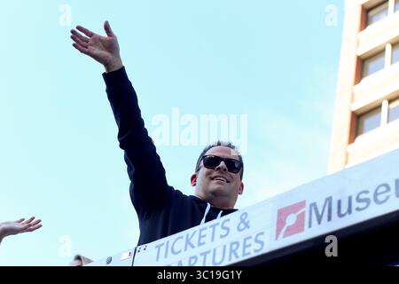 Offensive Coordinator Josh McDaniels celebrates the win post game ...