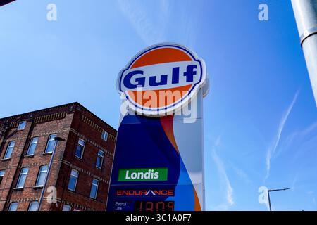 Gulf petrol fuel station Corporate logo signs in Barnsley, South ...