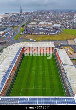 aerial view of the Blackpool town centre skyline with the iconic ...