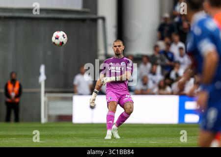 Goalkeeper Dominik Kotarski #1 of F.C. Copenhagen seen in action during ...