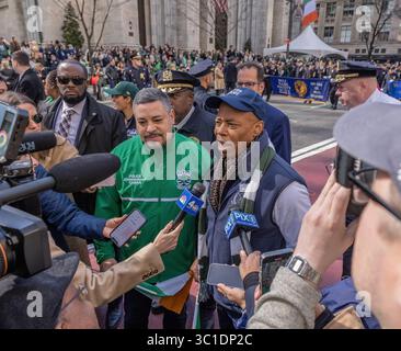 Mayor Eric Adams and Police Commissioner Keechant Sewell attend ...