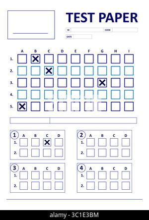 Test paper with marked answers. Exam for students Stock Photo - Alamy
