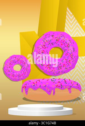 Mockup product display with Doughnut. Vector cylinder pedestal podium ...