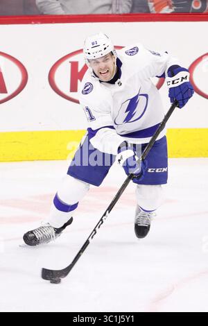 Tampa Bay Lightning defenseman Erik Cernak (81) before an NHL hockey ...