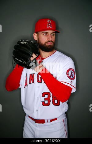 Los Angeles Angels' Justin Anderson poses for a photo during spring ...