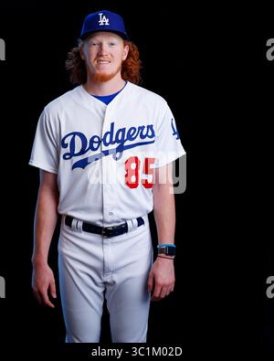 Los Angeles Dodgers pitcher Dustin May (25) throws to the plate during ...