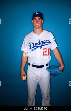 Los Angeles Dodgers pitcher Walker Buehler throws during spring ...