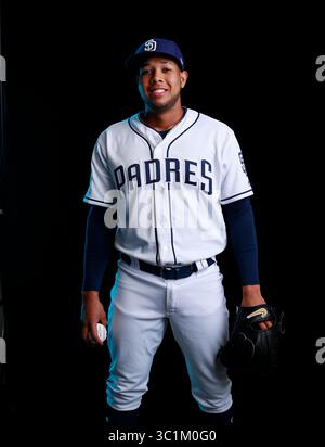 San Diego Padres' Anderson Espinoza bunts during spring training ...