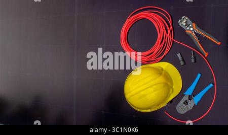 Solar Installation Tools and Safety Equipment on Solar Panel Surface ...
