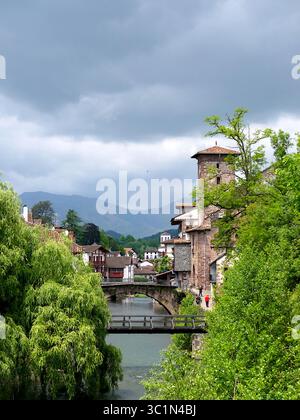 French Basque country landscape in beautiful golden sunset light ...