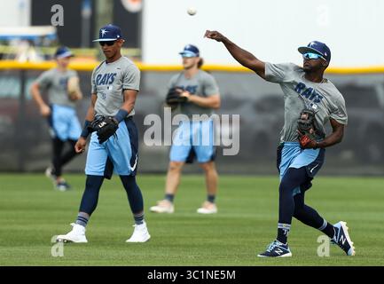 Tampa Bay Rays infielder Vidal Brujan makes a play during a baseball ...