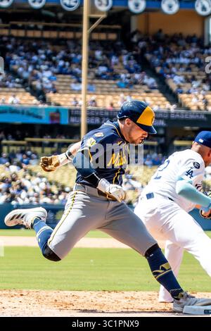 Milwaukee Brewers third baseman Caleb Durbin (21) in action during a ...
