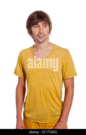 Young man stands tall, wearing a stylish outfit and proudly displaying ...