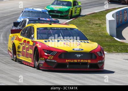 Joey Logano (22) drives during a NASCAR Cup Series auto race at Atlanta ...