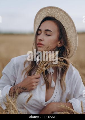 close up of ripe wheat spikelets on dark grey, banner Stock Photo - Alamy