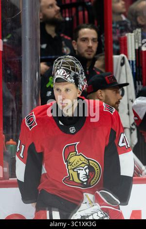 Buffalo Sabres goaltender Craig Anderson (41) makes a save during the ...